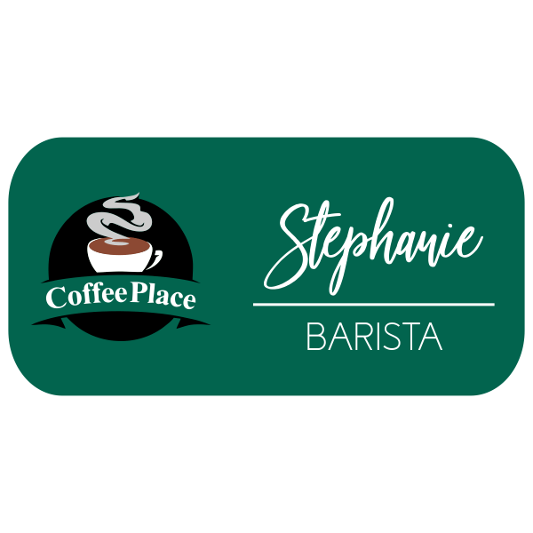 Logo Barista Chalkboard Name Tag - Name Tag Wizard