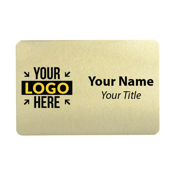Brushed Gold 2 x 3 Rectangle Name Tag - Name Tag Wizard