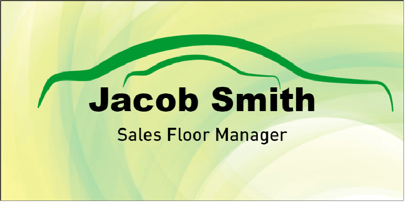 Absract Swoosh Car Dealer Name Tag - Name Tag Wizard