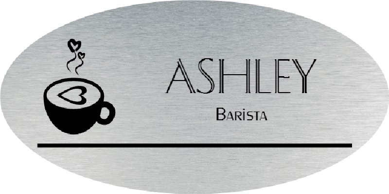 Oval 2 Line Coffee Shop Name Tag F - Name Tag Wizard