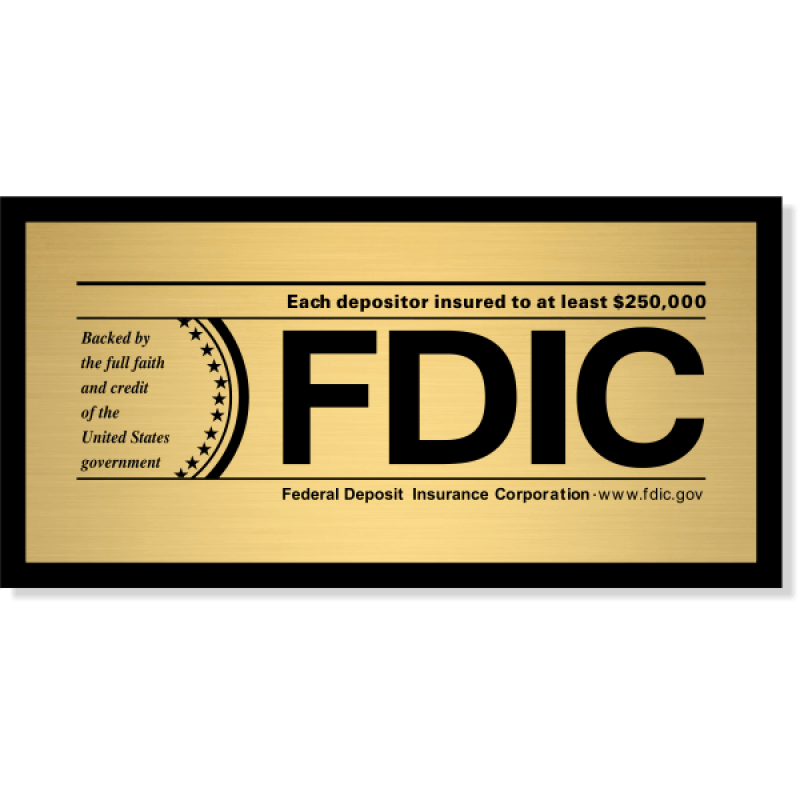 FDIC Sign for Banks & Financial Institutions | 4" x 8" | Name Tag Wizard