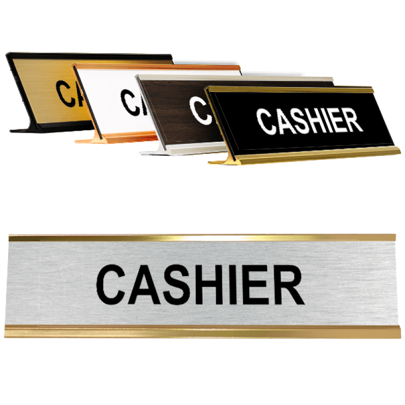 Engraved Cashier Desk Plate - Name Tag Wizard