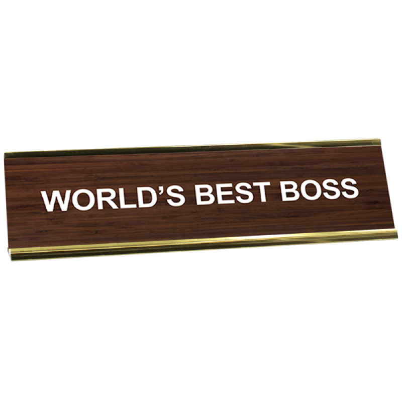 World's Best Boss Engraved Plastic Funny Desk Plate with Aluminum ...