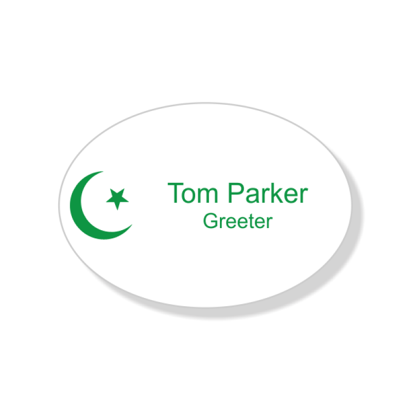 Engraved Oval Islam Name Tag - Name Tag Wizard