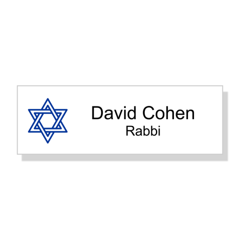 Rectangle Jewish Faith Full Color Name Tag - Name Tag Wizard