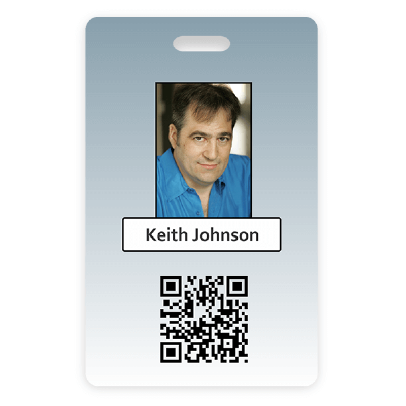 Blue Gradient Vertical QR Code Photo ID - Name Tag Wizard