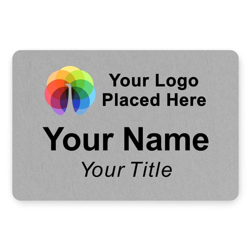 Brushed Aluminum 2 x 3 Rectangle Name Tag - Name Tag Wizard