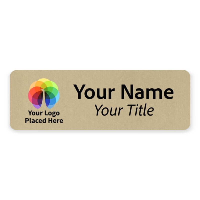 Brushed Gold 1 x 3 Rectangle Name Tag - Name Tag Wizard