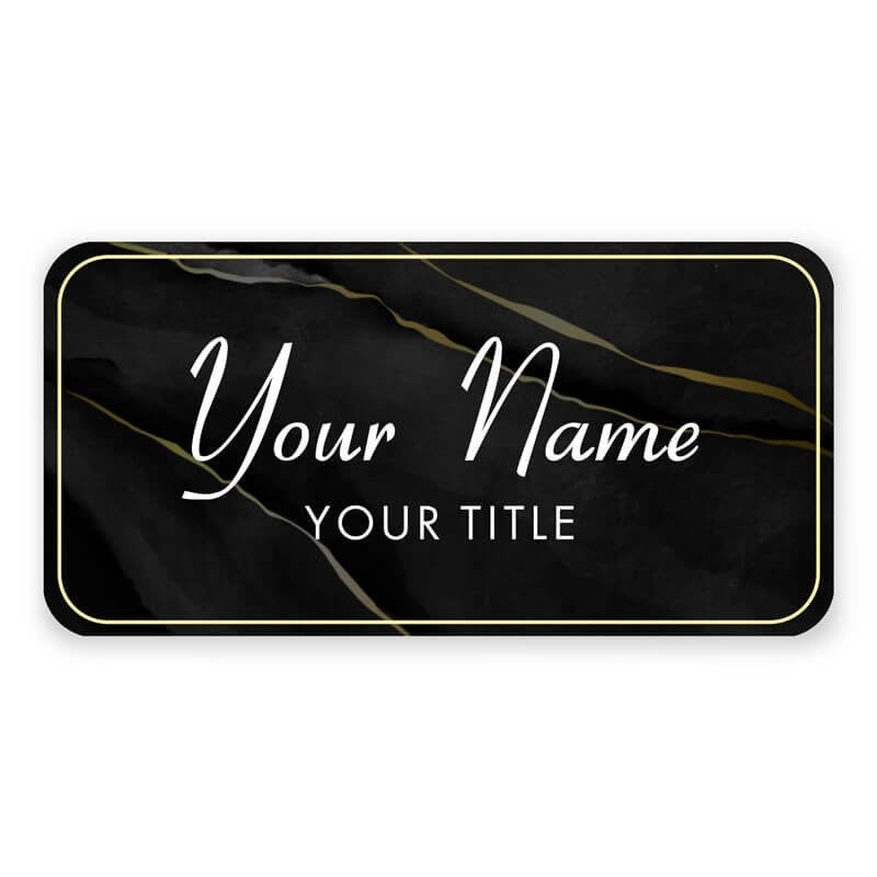 1.5" x 3" UV Printed Full Color Name Tag on Black and Marble Background ...