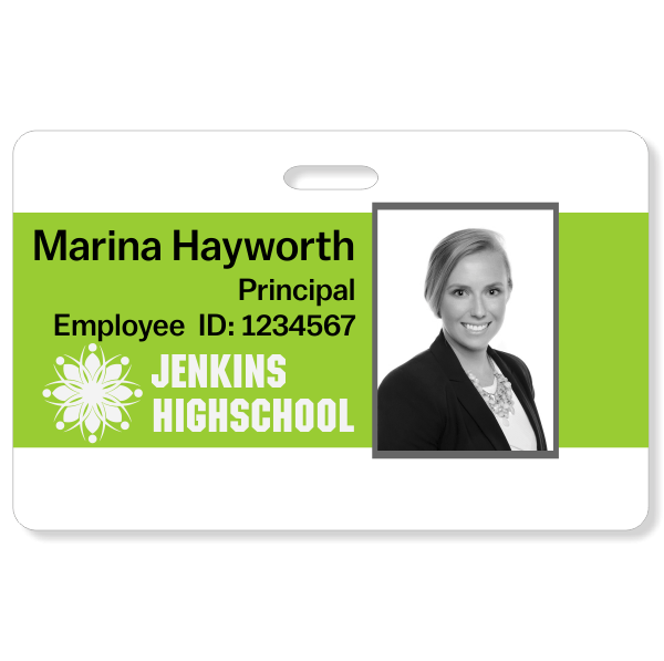 Center Color Bar Code Photo ID School Badge - Name Tag Wizard
