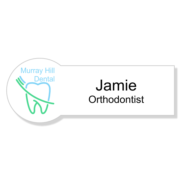 Violet Toothbrush in Circle Dentist Name Tag - Name Tag Wizard