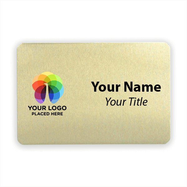 Brushed Gold 2 x 3 Rectangle Name Tag - Name Tag Wizard