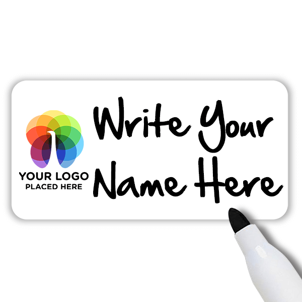 Customized 1.25 x 3 Dry Erase Reusable Name Tag - Name Tag Wizard