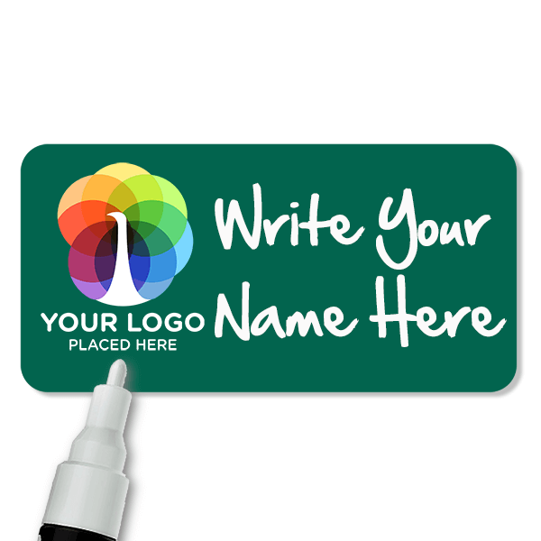 Customized 1.5 x 3 Chalkboard Reusable Name Tag - Name Tag Wizard