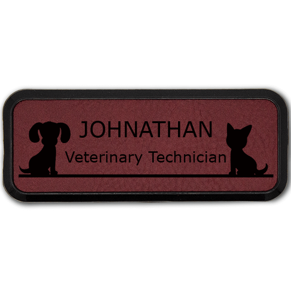 Dog and Cat Sitting On Line Small Veterinary Leatherette Name Tag ...