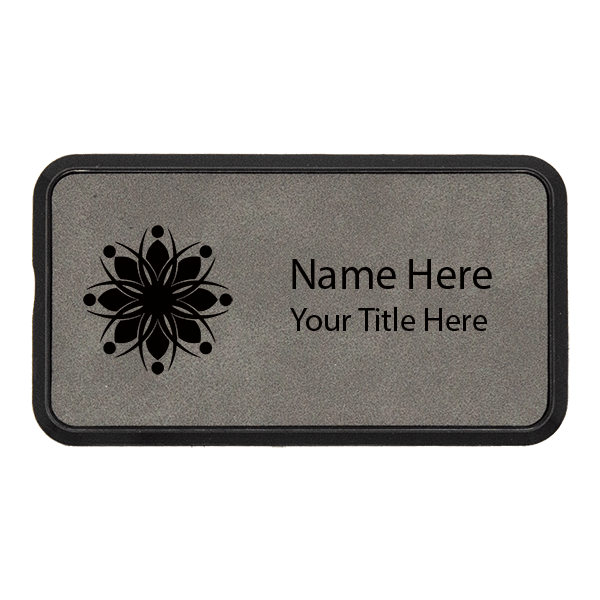 Magnetic Leatherette Name Tag with Frame - Rectangle