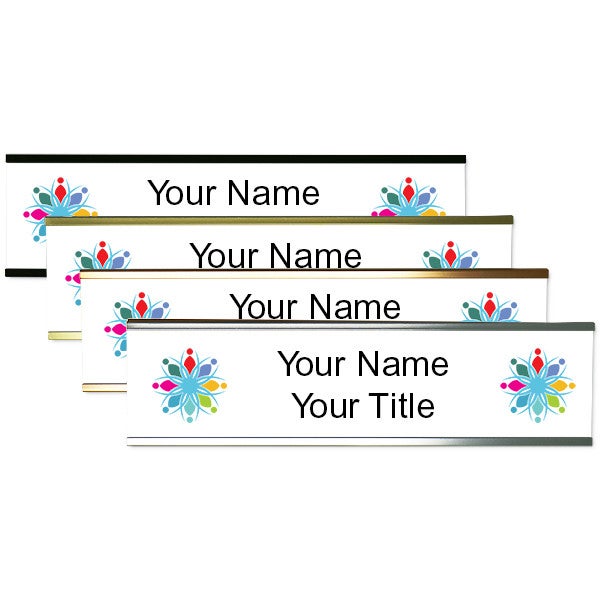 Small Full Color Wall Plate w Double Logo & Frame - Name Tag Wizard