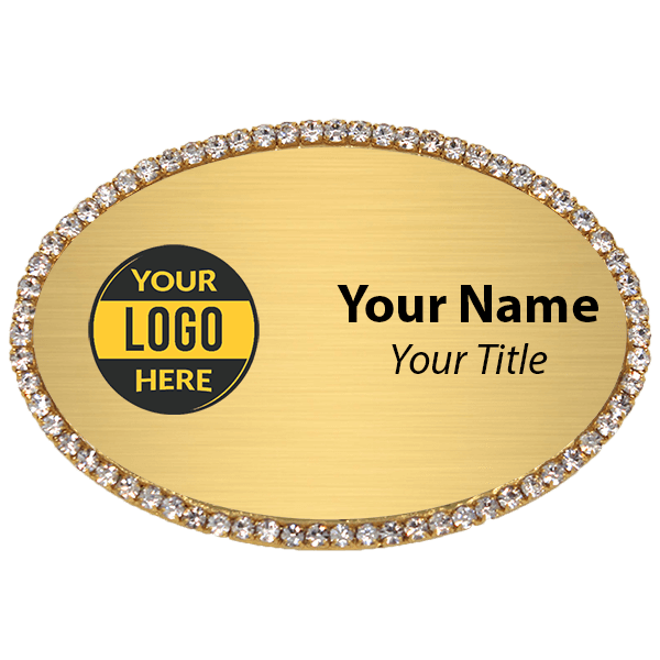 Gold Bling Oval Name Tag - Name Tag Wizard