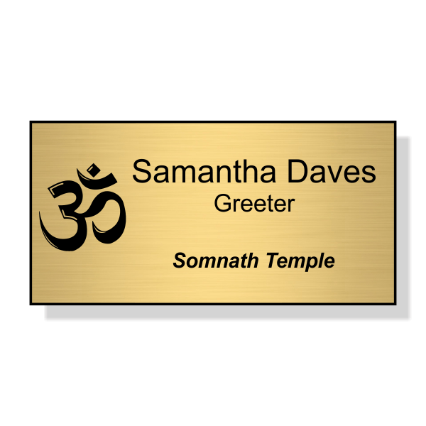 Three Line Engraved Hindu Name Tag - Name Tag Wizard