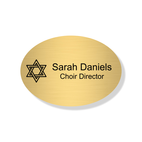 Oval Jewish Faith Engraved Name Tag - Name Tag Wizard