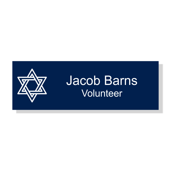 Rectangle Jewish Faith Engraved Name Tag - Name Tag Wizard