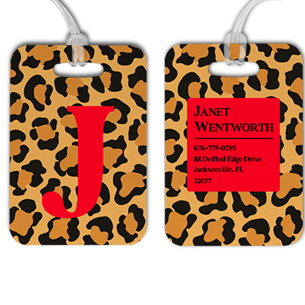 Cheetah Print Monogram Luggage Tag - Name Tag Wizard