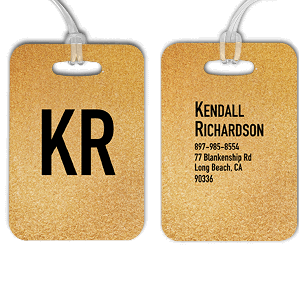 Gold Texture Monogram Luggage Tag - Name Tag Wizard
