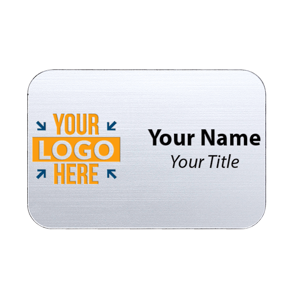Professional Custom Silver Name Tag, 2" x 3" | Fully Customizable Design