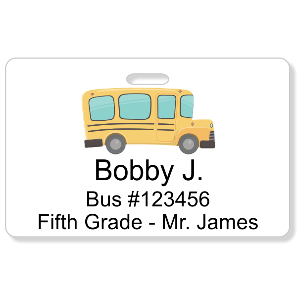 Student Bus Number Horizontal ID Card | Name Tag Wizard