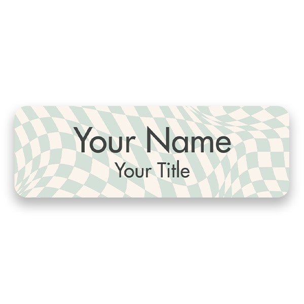 1" x 3" UV Printed Full Color Name Tag on Wave Checkered Pattern ...