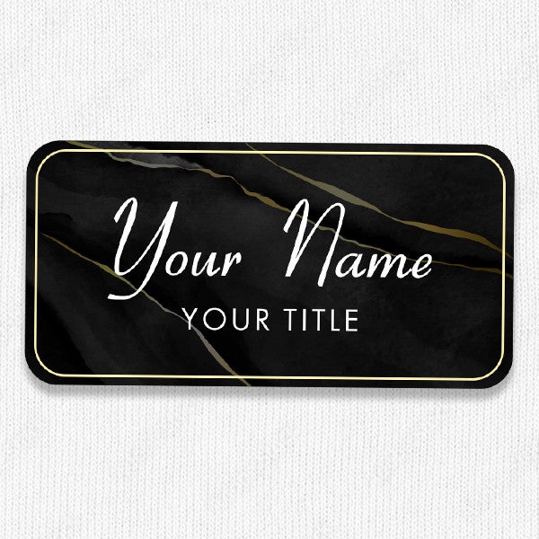 1.5" x 3" UV Printed Full Color Name Tag on Black and Marble Background ...