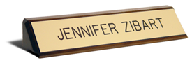 Walnut Desk Name Plate - 8" Desk Plate - Name Tag Wizard