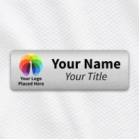 Brushed Aluminum 1 x 3 Rectangle Name Tag - Name Tag Wizard