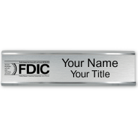 Engraved FDIC Name Plate with Aluminum Wall Holder | 2" x 10" | Name ...