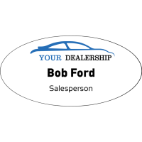 Color Oval Car Dealer Name Tag - Name Tag Wizard