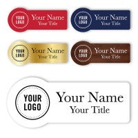 1.5" x 3" Engraved Plastic Upload Your Logo Custom Name Tag in Rounded ...