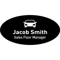 Engraved Oval Car Dealer Name Tag - Name Tag Wizard