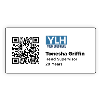 Custom Rectangle Logo QR Code Name Badge - Name Tag Wizard