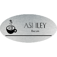 Oval 2 Line Coffee Shop Name Tag F - Name Tag Wizard